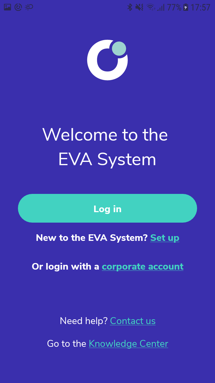 EVA App - Login to the EVA App with an existing user