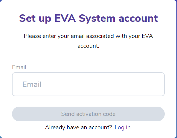 Quick Start - login into the EVA Portal
