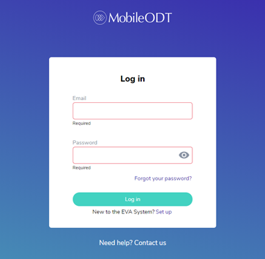 Quick Start - login into the EVA Portal